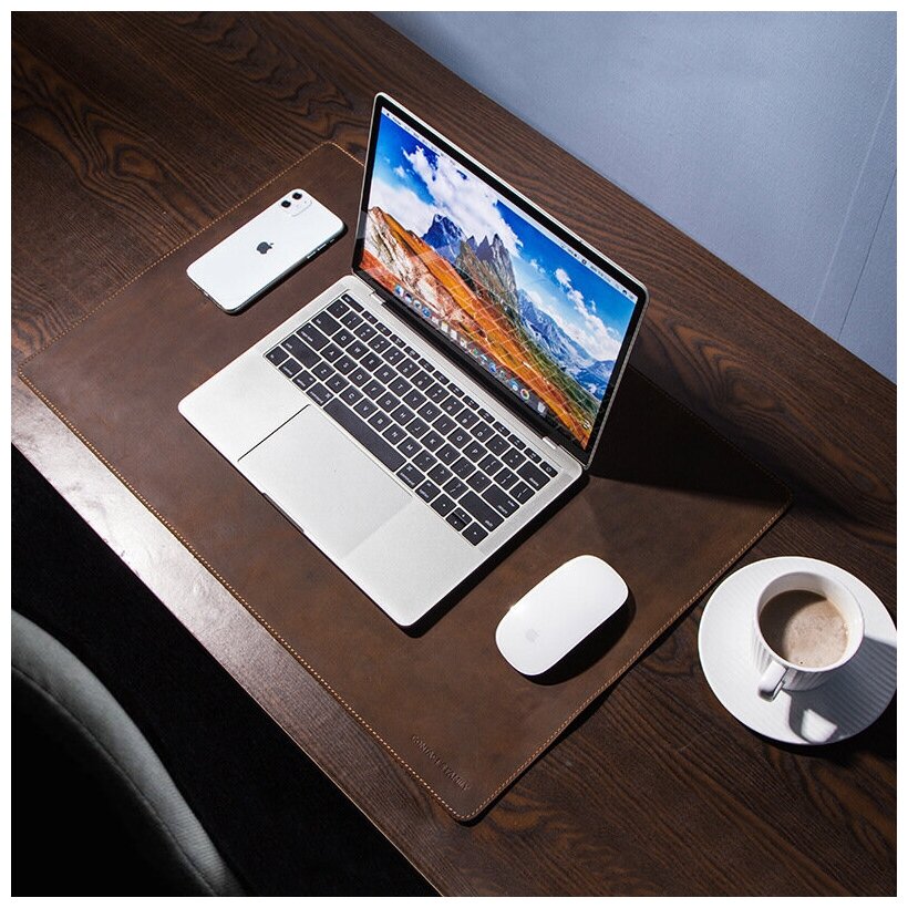 Игровой Коврик Для Мыши, Большие Коврики Для Рабочего Стола Из Натуральной Кожи, 600x400x2МM, коричневый