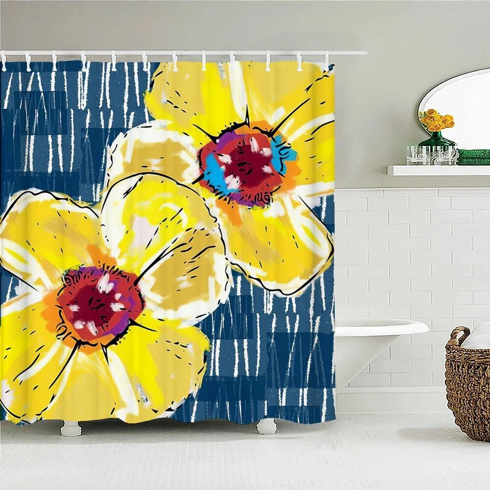 3D Бабочка Полиэстер Занавеска для душа, W180xH180cm, Желтый