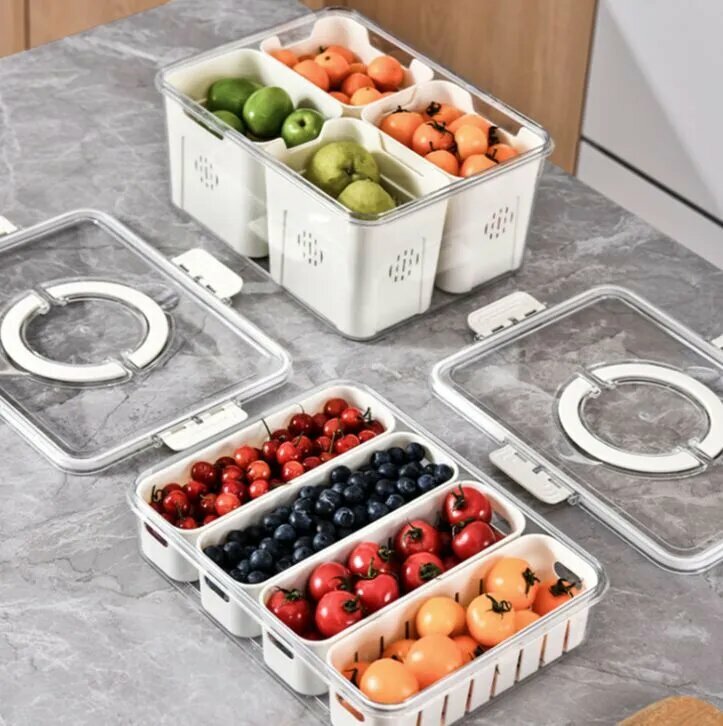 Контейнер, DAENERO, органайзер с разделителями, с крышкой, для холодильника, прочный