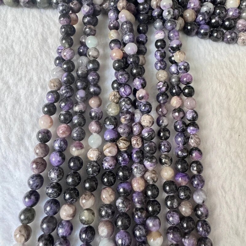 100% натуральные бусины из русского чароита, 6 мм, 7 мм, 8 мм, 9 мм, 10 мм, круглые украшения из драгоценных камней, нить 15 дюймов