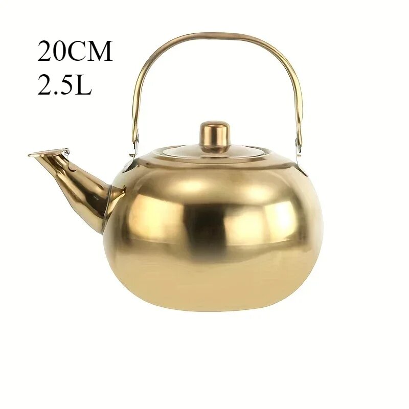 Чайник из нержавеющей стали, металлическая плита, кофейник для кемпинга, съемный заварочный чайник, кухонный чайник, горшок для кипящей воды, легко чистится, Golden-20cm