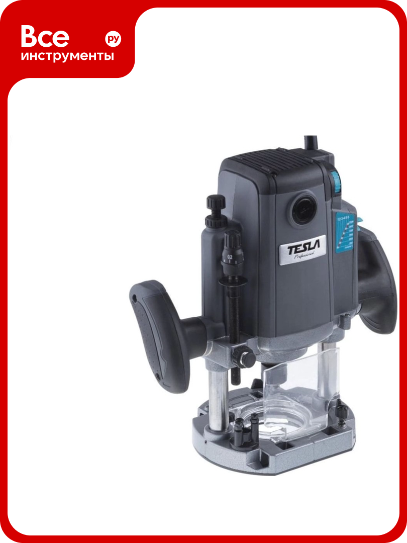 Фрезер Tesla TRE2200 2200Вт 9000-22000об/мин, 6-12мм, ход 75 мм 621404, резиновый, 2200 Вт