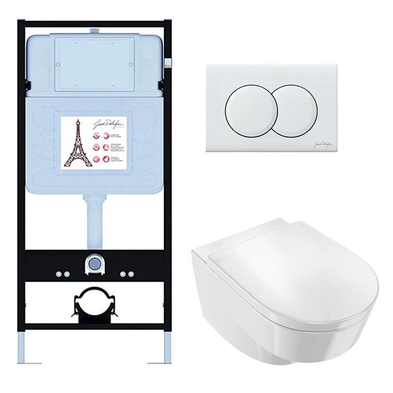 Подвесной унитаз c инсталляцией и клавишей смыва Jacob Delafon Odeon RG EDR103-00 (E36495-NF+E36496-00+EDR102-00+E24889)