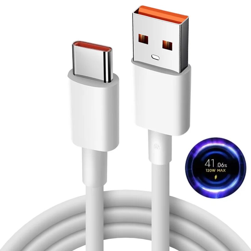USB-C кабель 1m, 120W, C to A White