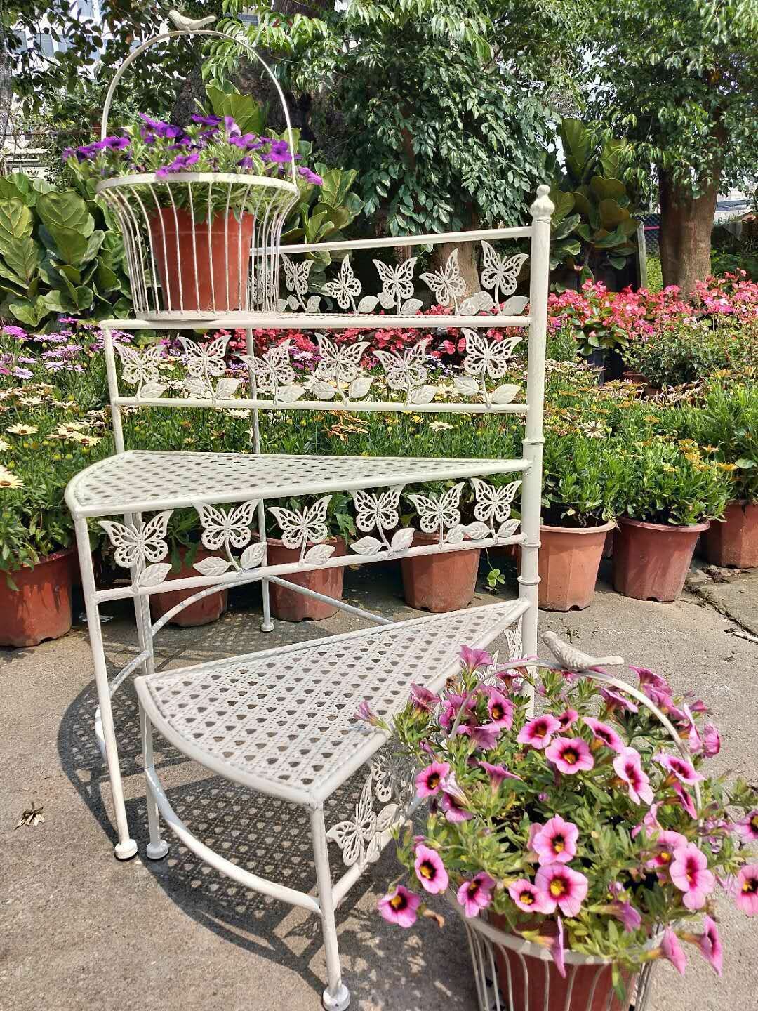 Подставка на подоконник из кованого металла, стойка декоративная для растений/ цветов (цветочница) для дома и улицы, держатель железный каскадный для горшков