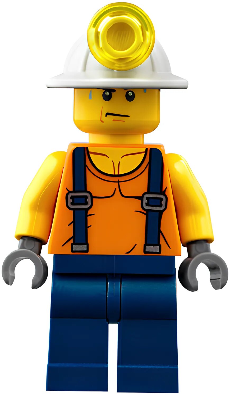 Минифигурка Lego Miner - Shirt with Straps, Dark Blue Legs, Mining Helmet, Sweat Drops cty0847 U