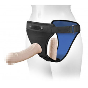 Sitabella Трусы "Двойной удар" S-L, черно-телесные Трусы-крепление для страпона с двумя насадками