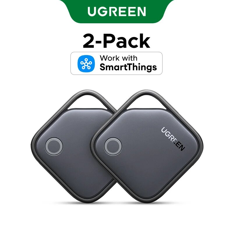 UGREEN, 2 упаковки Bluetooth-трекеров, работает с приложением Samsung SmartThings (только Samsung), смарт-тег для поиска предметов в течение 550 дней, время воспроизведения 2 Pack