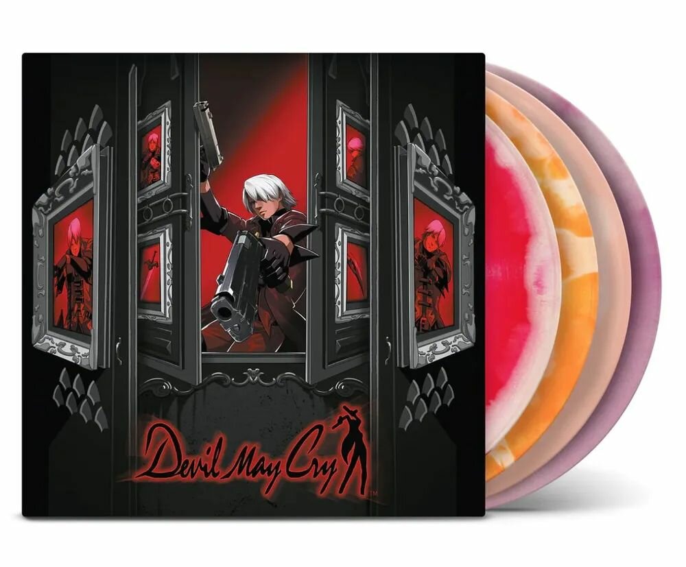 Devil May Cry OST 4LP Box-Set (Red White Orange Pink Purple Swirl Limited Soundtrack Бокс-Сет) Цвет: Красно-Белый Оранжевый Розовый и Фиолетовый Вихрь, Виниловая Пластинка, Саундтрек Capcom DMC