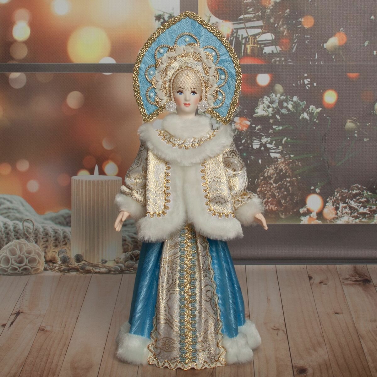 Фигурка Кукла Русская Снегурочка под ёлку ручной работы 33см