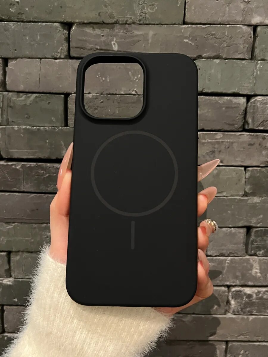 Чехол О'кейси Soft Touch, для iPhone 15 Pro Max, чёрный, с магнитом