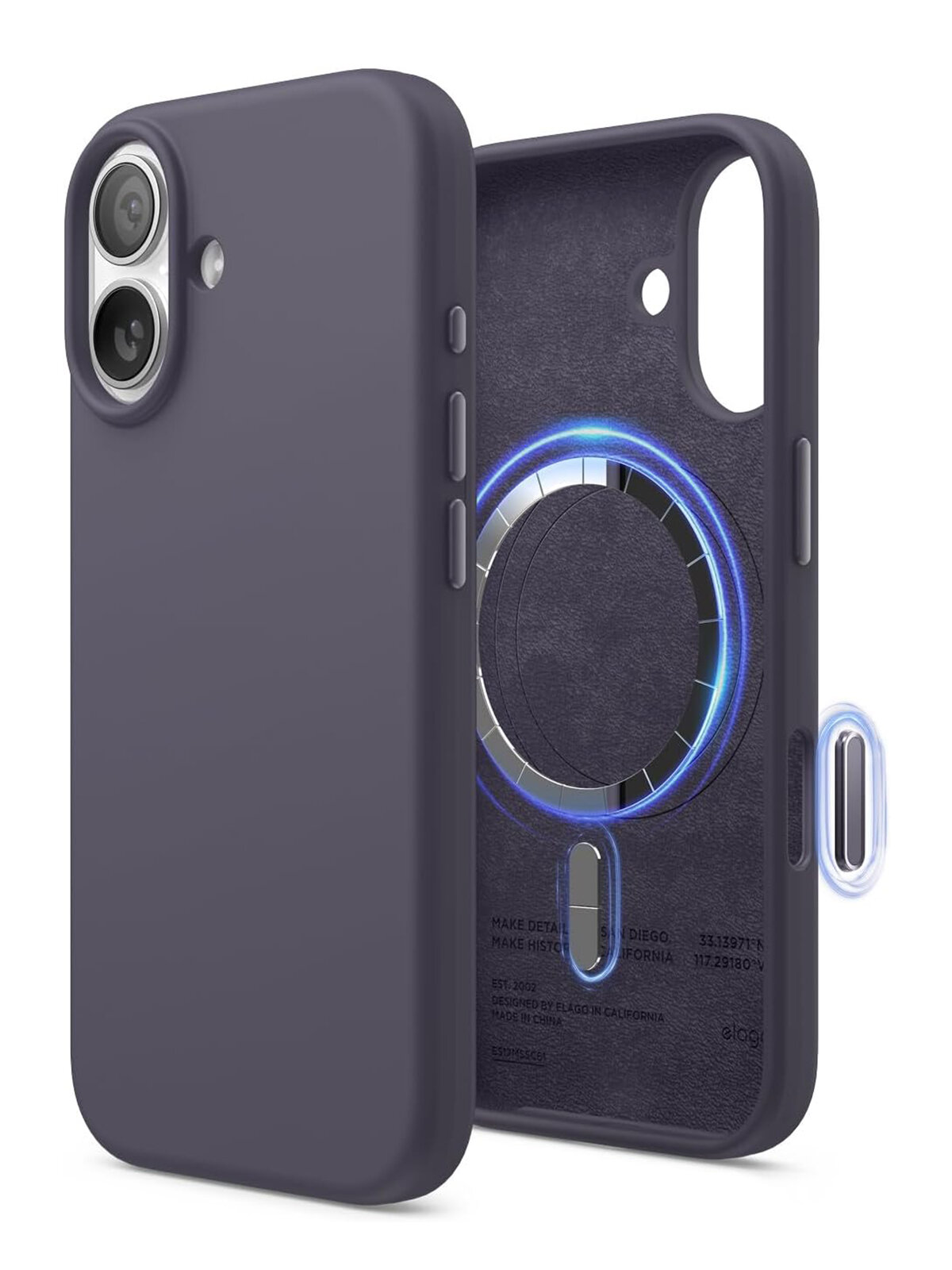 Чехол Elago для iPhone 17, с магнитами MagSafe, силиконовый с покрытием Soft touch, лавандовый