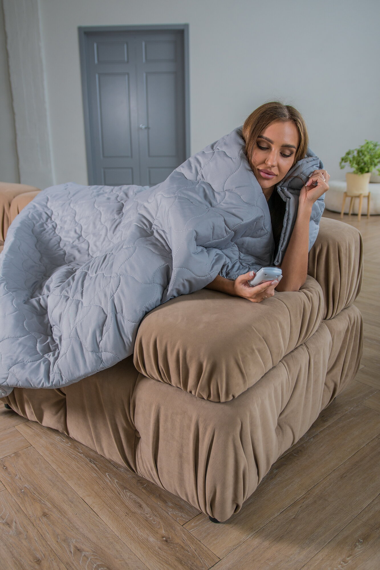 Одеяло электрическое с подогревом электроодеяло инфракрасное 180х150см обогреватель для тела Островок тепла серый