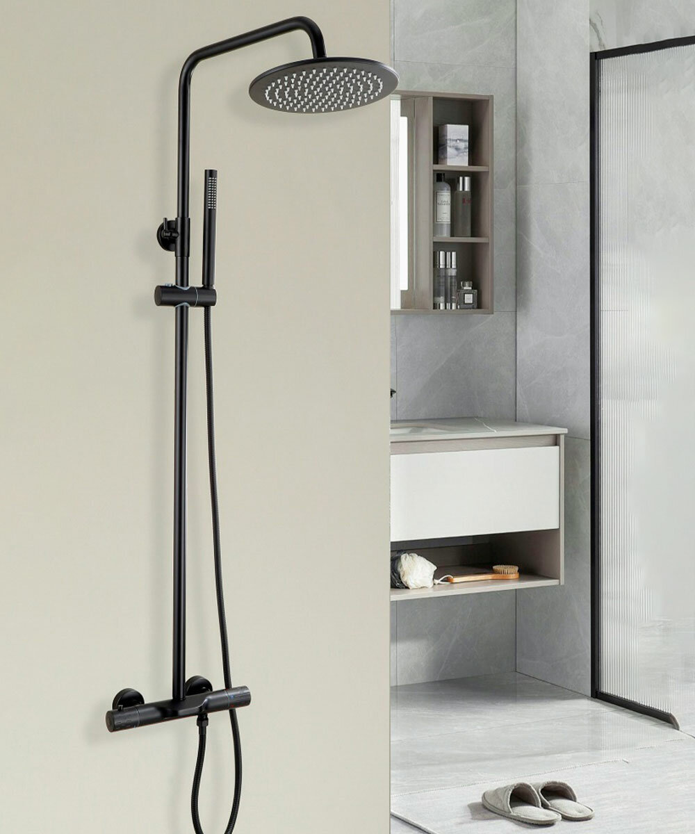 Душевая система из латуни с тропическим душем Hansen HL33070-C черный