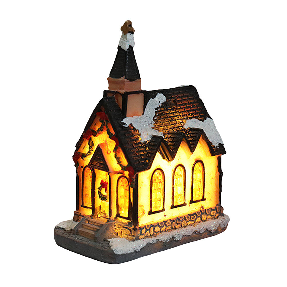 LED Christmas Resin Light House Decorations Scene Village Town for Gifts