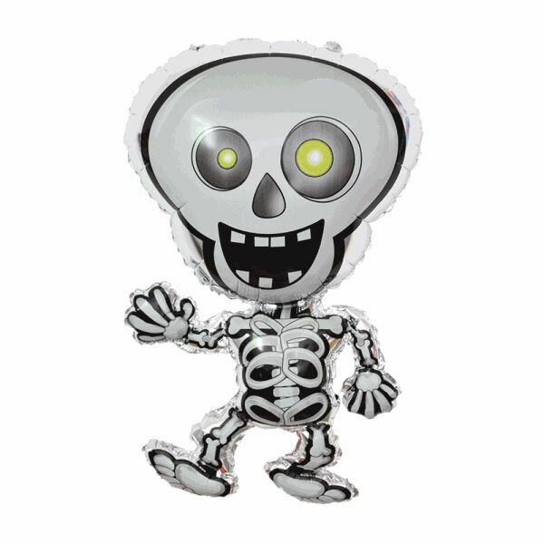 Шар фольгированный Танцующий скелет, фигура 48х80 см, Хэллоуин