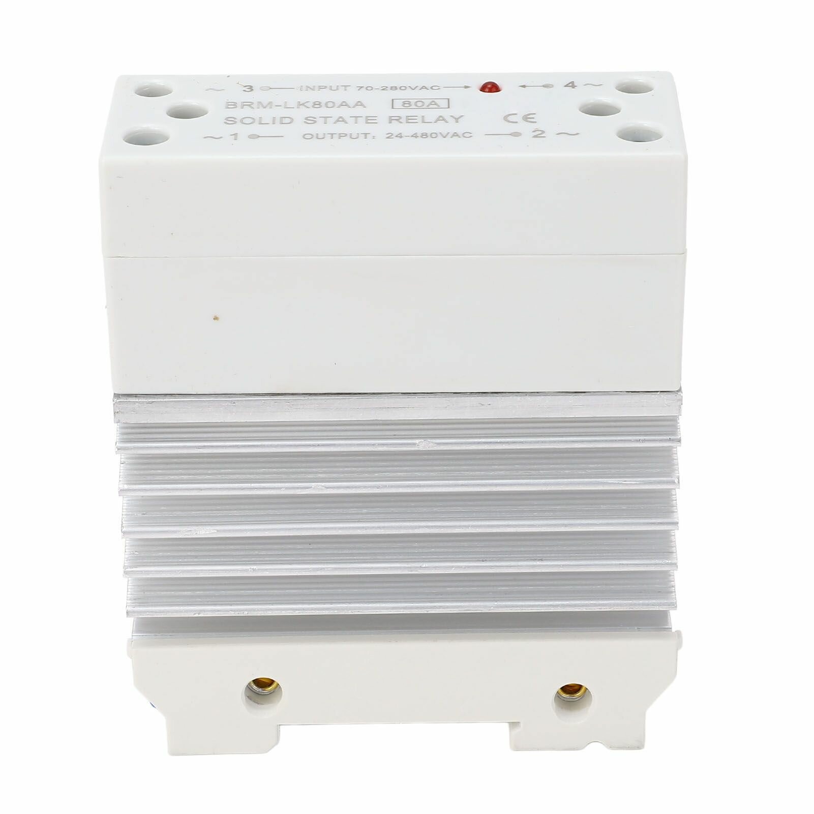 Твердотельное реле 80A AC, вход 70-280V, выход 24-480V, крепление на DIN-рейку с теплоотводом