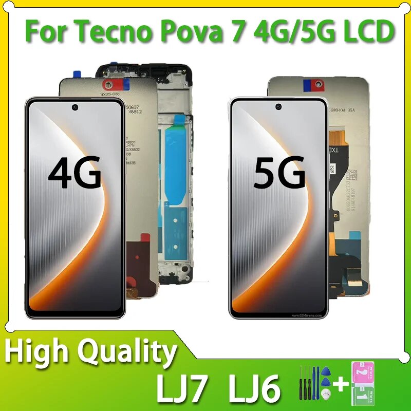 6,78 "AAA + для Tecno Pova 7 5G LJ7 ЖК-экран + сенсорный экран в сборе с дигитайзером для Tecno Pova7 4G LJ6 дисплей Pova 7 5G NO Frame