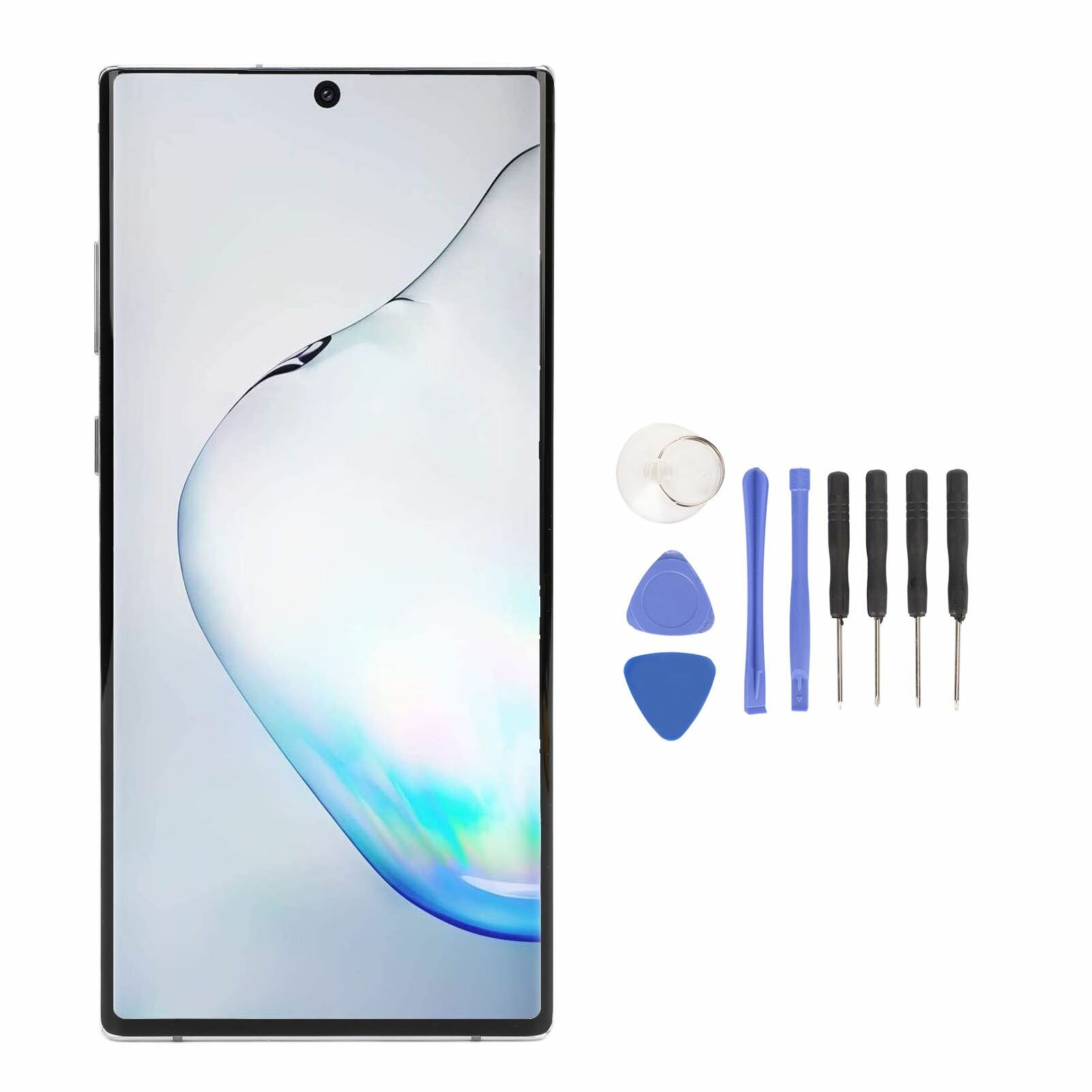 Экран Note 10 Plus с рамкой и инструментами, серебристый