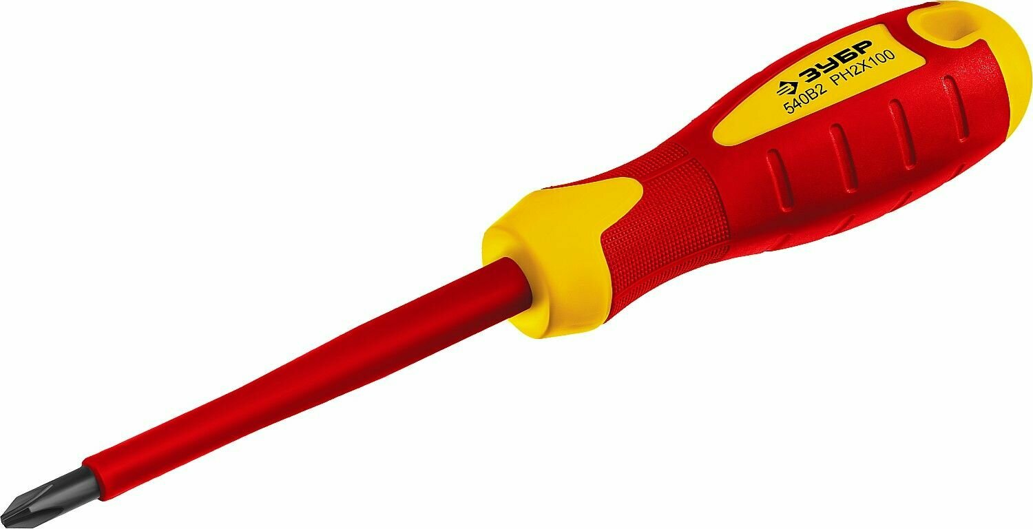 Диэлектрическая отвёртка ЗУБР Электрик, PH2, 100 мм, профессиональная 25262-2-100_z01