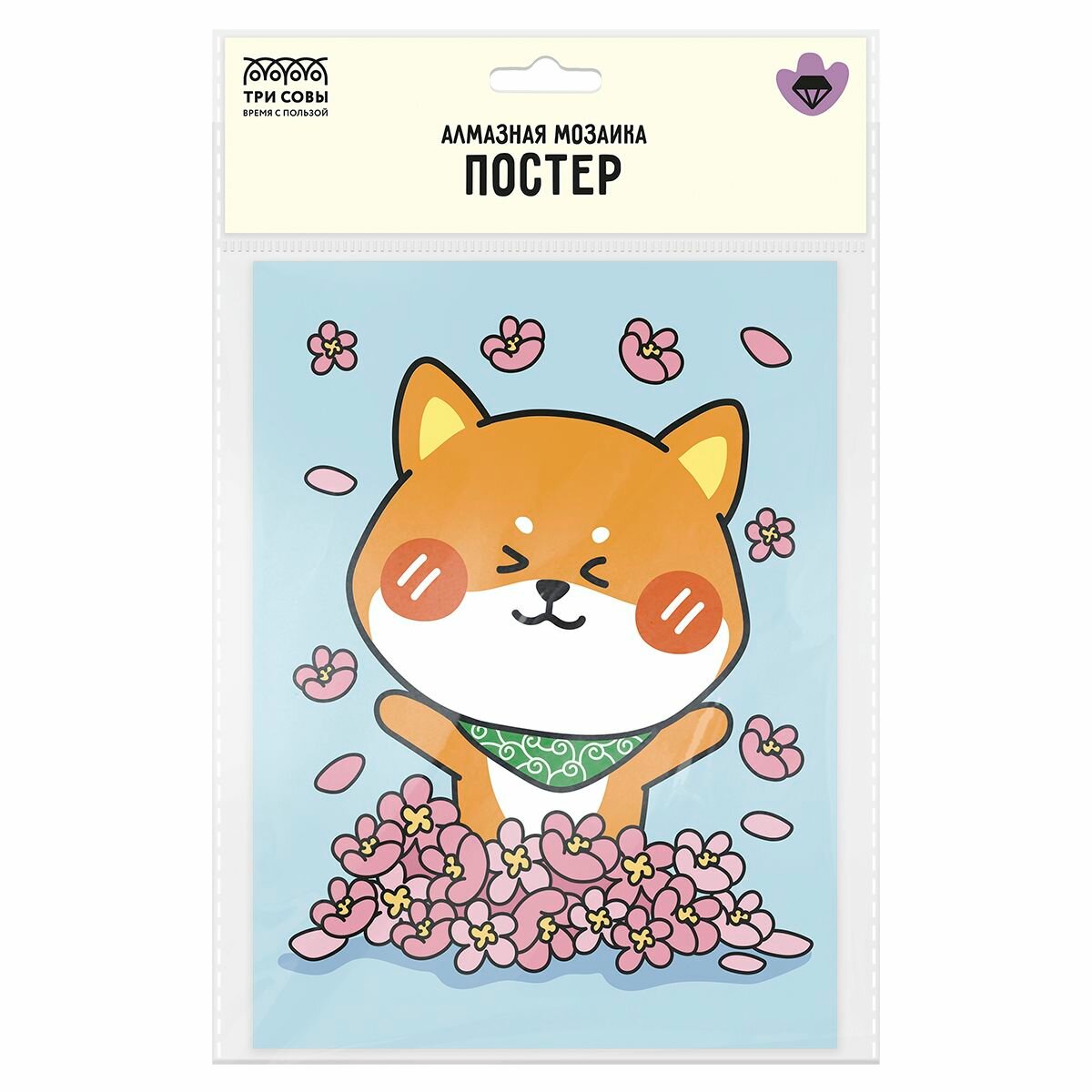 Алмазная мозаика Три Совы, постер "Забавный корги", пакет с европодвесом (АМП_65760), 24 уп.