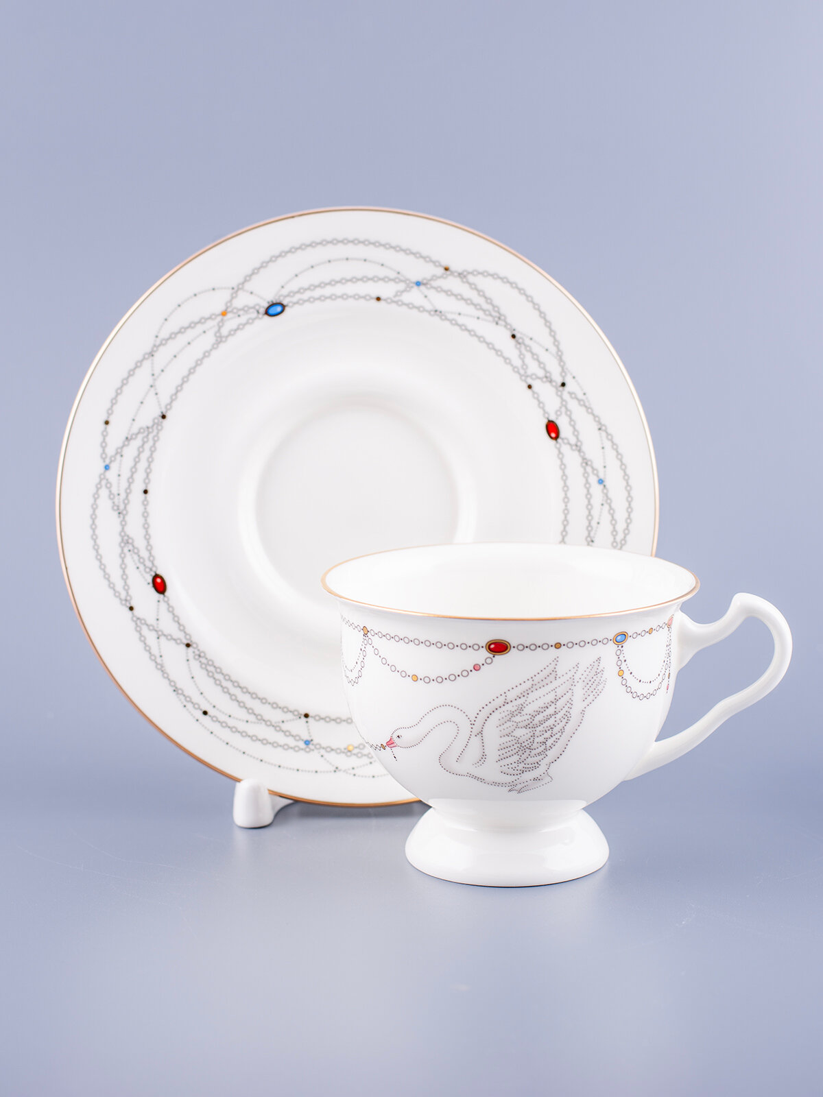 Чайная пара "Волшебное лебединое озеро 2" форма Айседора , Императорский фарфоровый завод, 240 мл