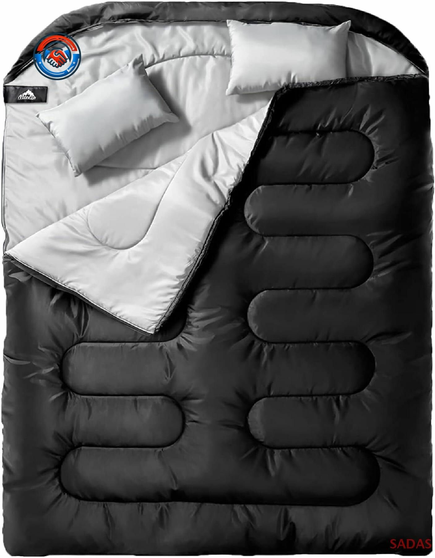 Универсальный двухместный спальный мешок-трансформер, 2 подушки, молния 2 в 1, тёплый кемпинговый конверт для путешествий, походов и отдыха на природе