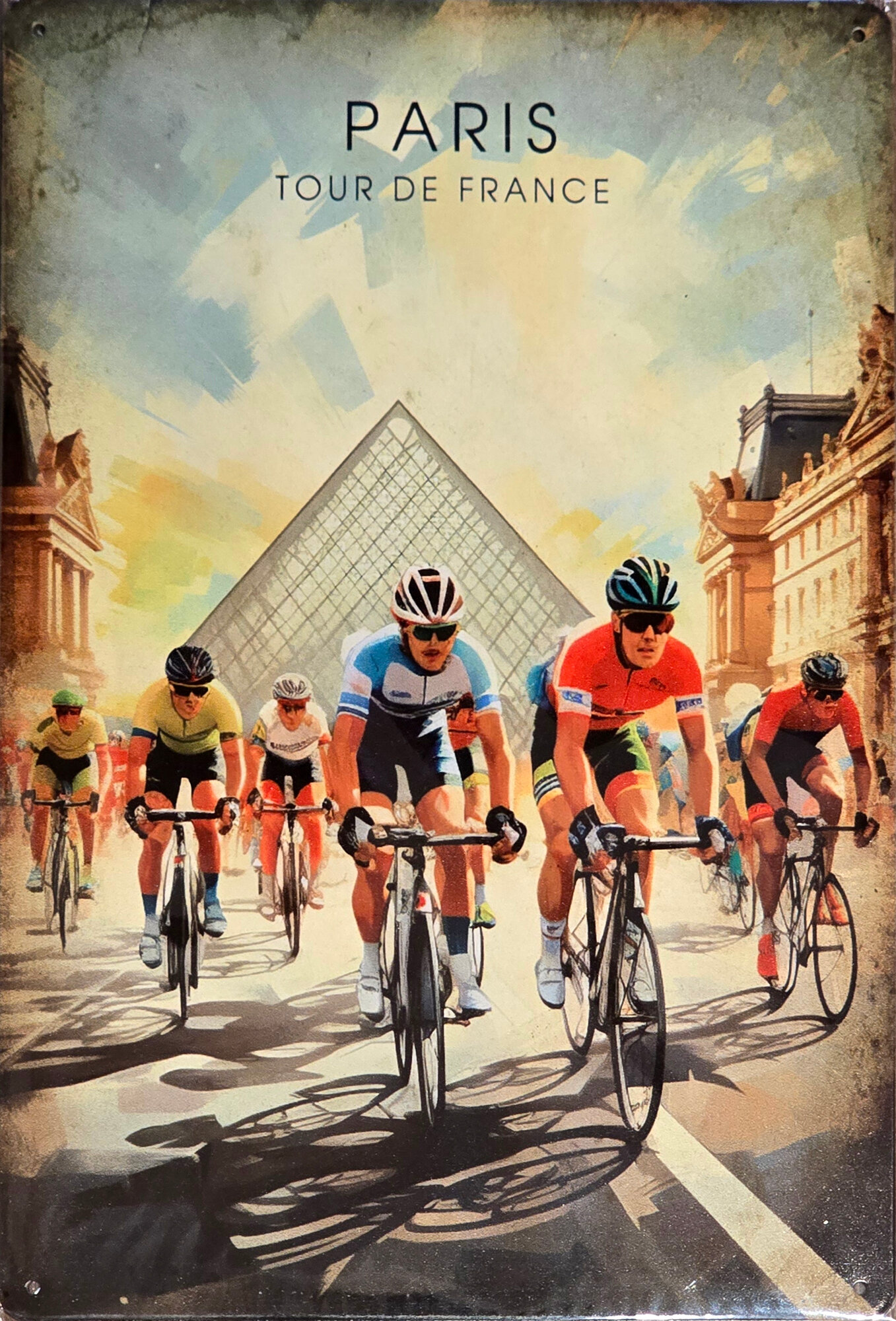 Металлическая интерьерная табличка велоспорт Tour de France Paris 20 х 30 см