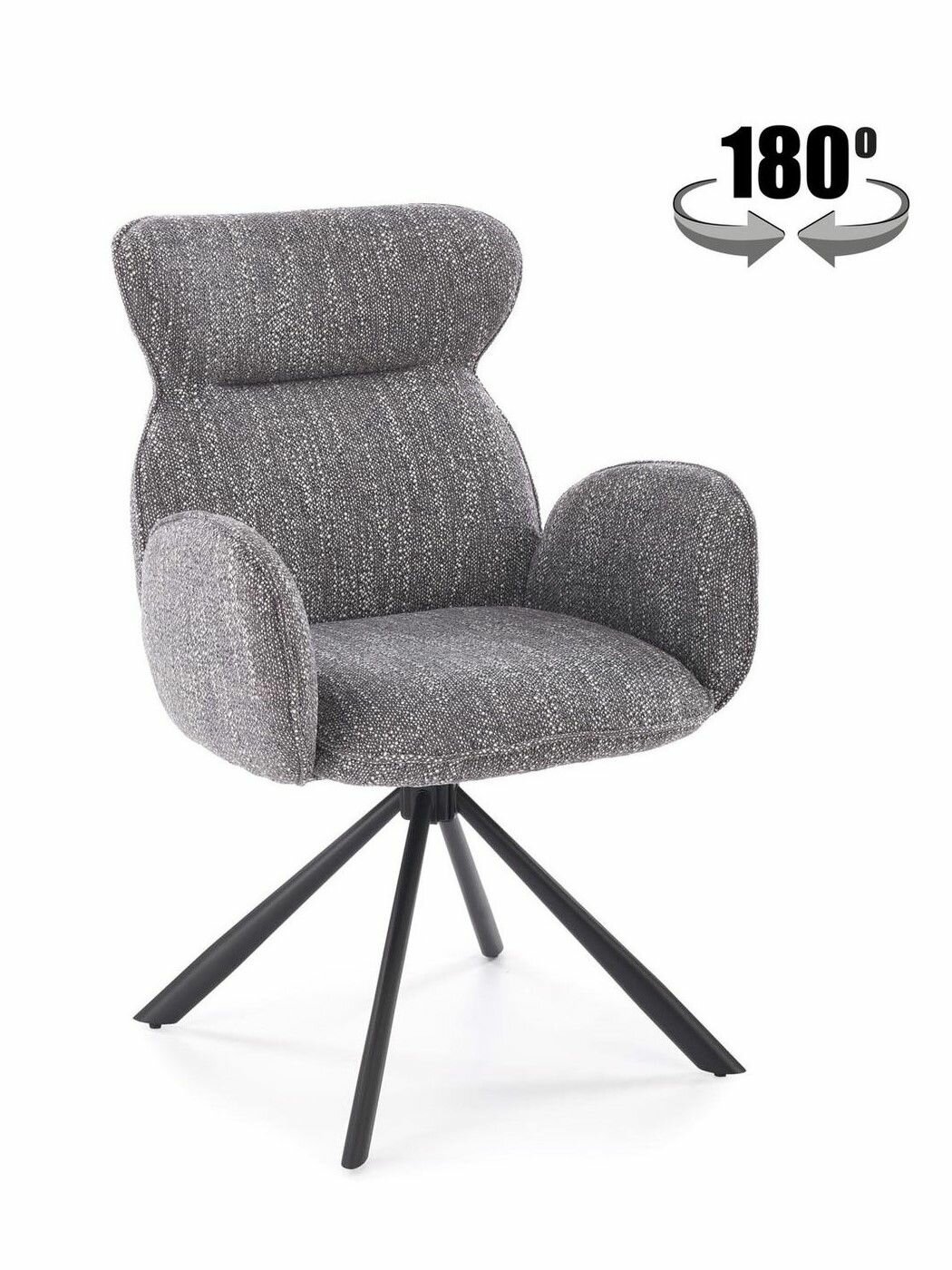 Стул кухонный поворотный с механизмом на 180 HALMAR K571 серый/черный, мягкое кресло для столовой и офиса