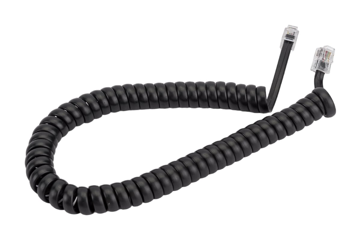 Набор Шнур телефонный Rexant, витой трубочный, черный 2 м {18-2023} (2 шт)