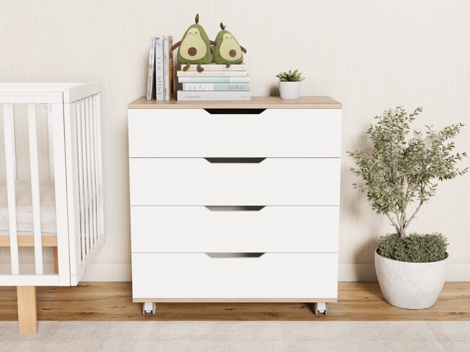 Пеленальный комод Incanto Юг со съемным столиком и органайзером цвет белый/дуб