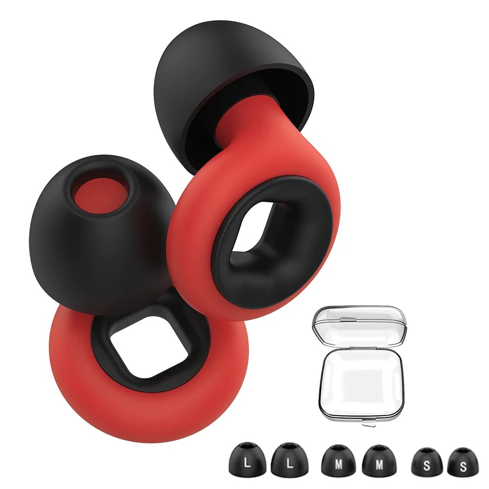 Беруши силиконовые цветные Round square, черный/B-Red black