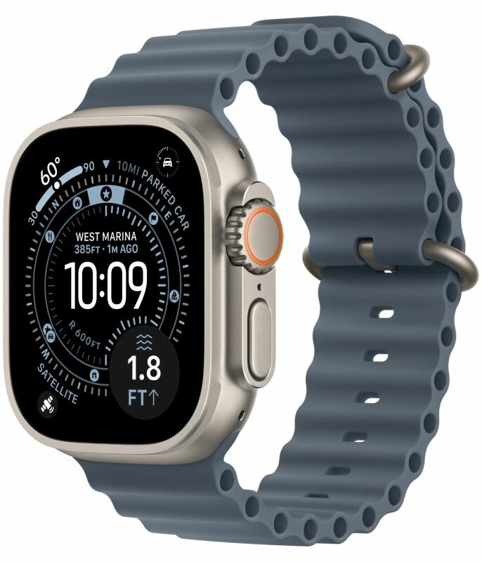Умные часы Apple Watch Ultra 3 (2025) GPS+Cellular 49mm, Natural Titanium ремешок "Anchor Blue Ocean Band" один размер 130-200 mm (MEWH4)