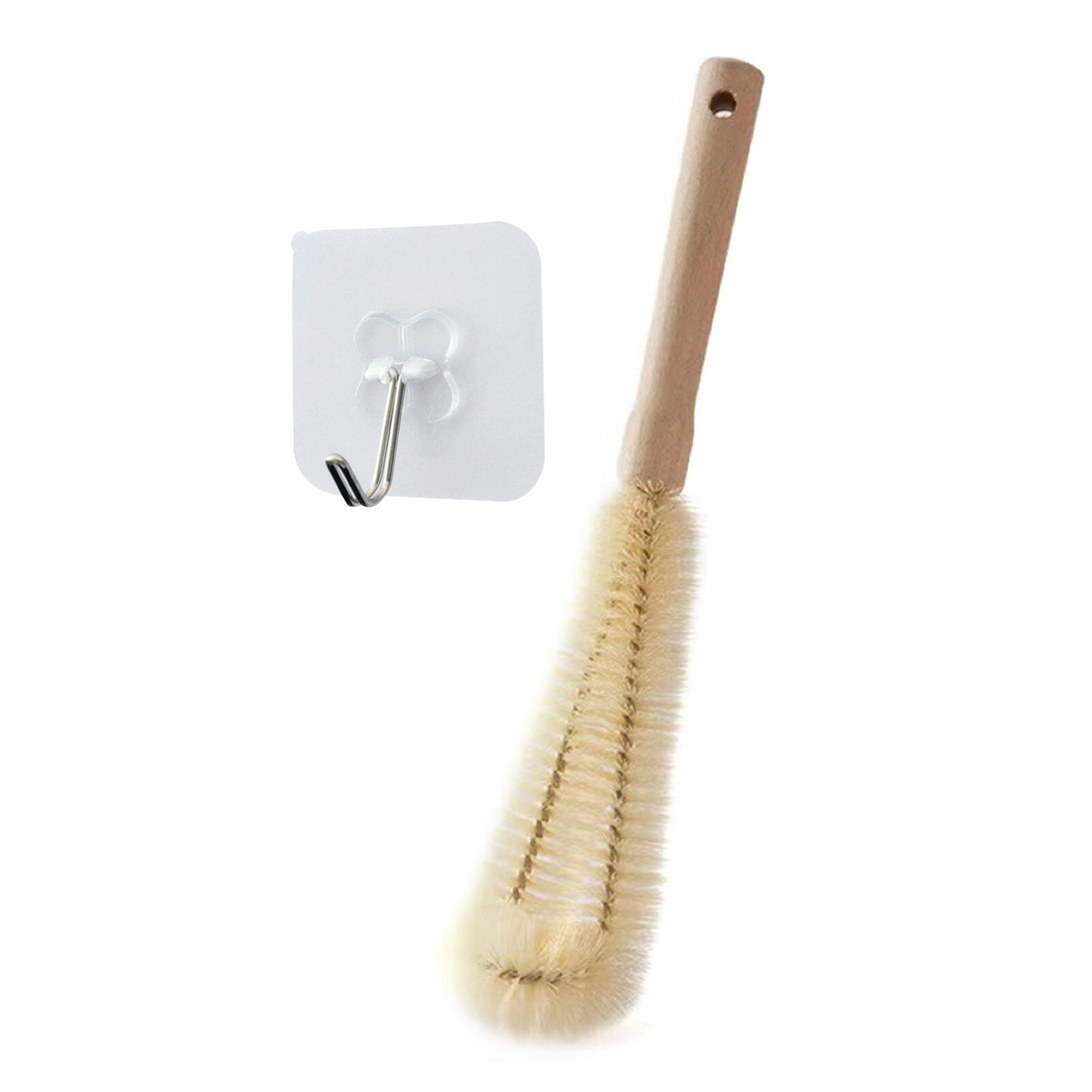 1PC Кисть для мойки бутылок с длинным деревянным ручкой для чистки чашек, вакуумных бутылок, чайников, ваз, спортивных бутылок, фляг | Размеры XS/S/M/L (доступны для выбора), Материал: нержавеющая сталь, нейлон, дерево, Габариты XS: 31.7*5cm, S: