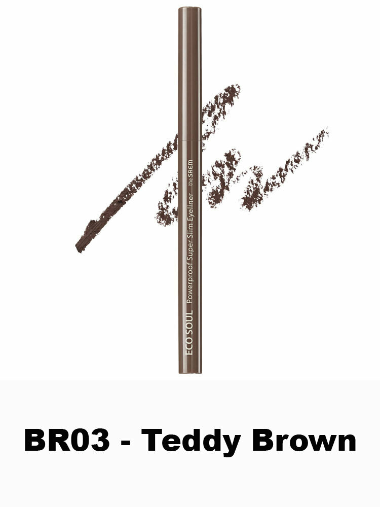 The Saem Супер-тонкий выдвижной карандаш для век 0,1 г Eco Soul Powerproof Super Slim Eyeliner, оттенок BR03 Teddy Brown