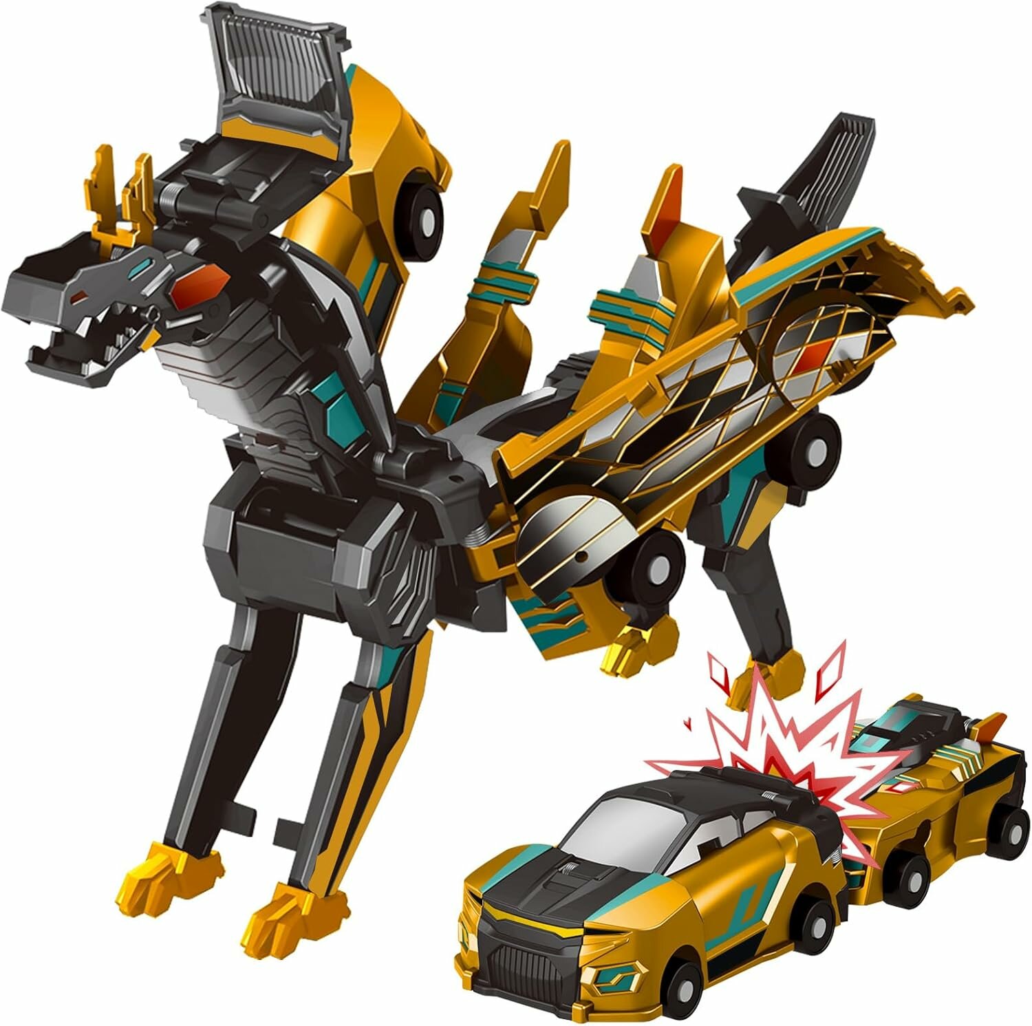 DINGXIAN Магнитный трансформирующийся динозавр-машина: 2 в 1, Голубой Дракон, Робот-динозавр для детей, Игрушка для мальчиков и девочек