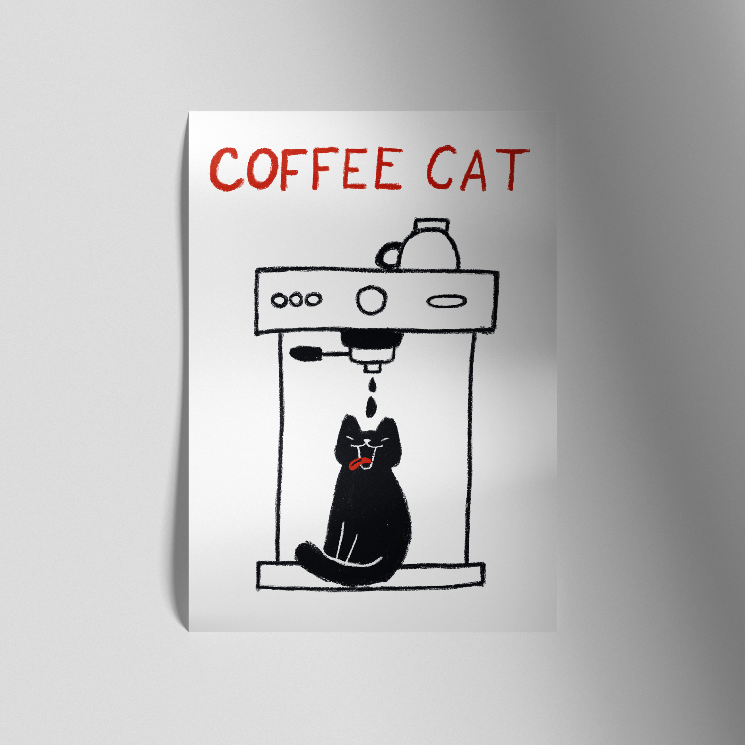 Постер без рамы "COFFEE CAT", бумага, цифровая печать, формат А3 30x42 см в стиле Pinterest