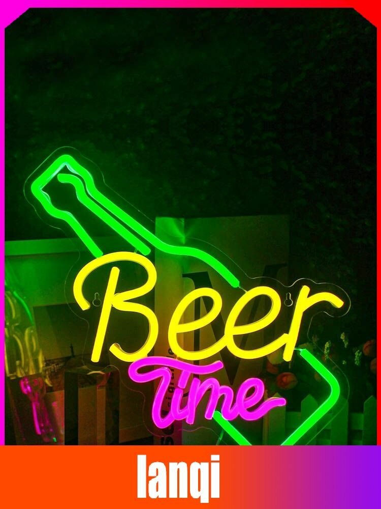 Неоновая вывеска "Beer Time" LED подсветка USB для бара, игровой комнаты, свадьбы, вечеринки и подарка