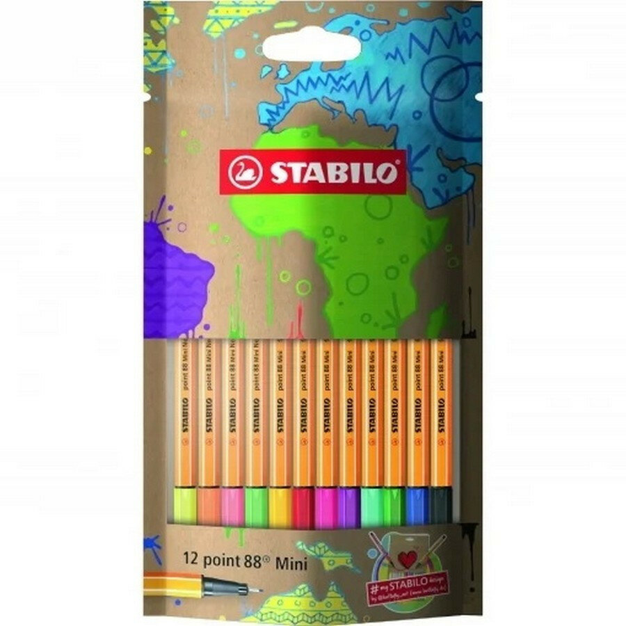 Набор капиллярных ручек STABILO POINT 88 Mini, 0,4 мм, 12 цветов (STABILO 688/12-07-01)