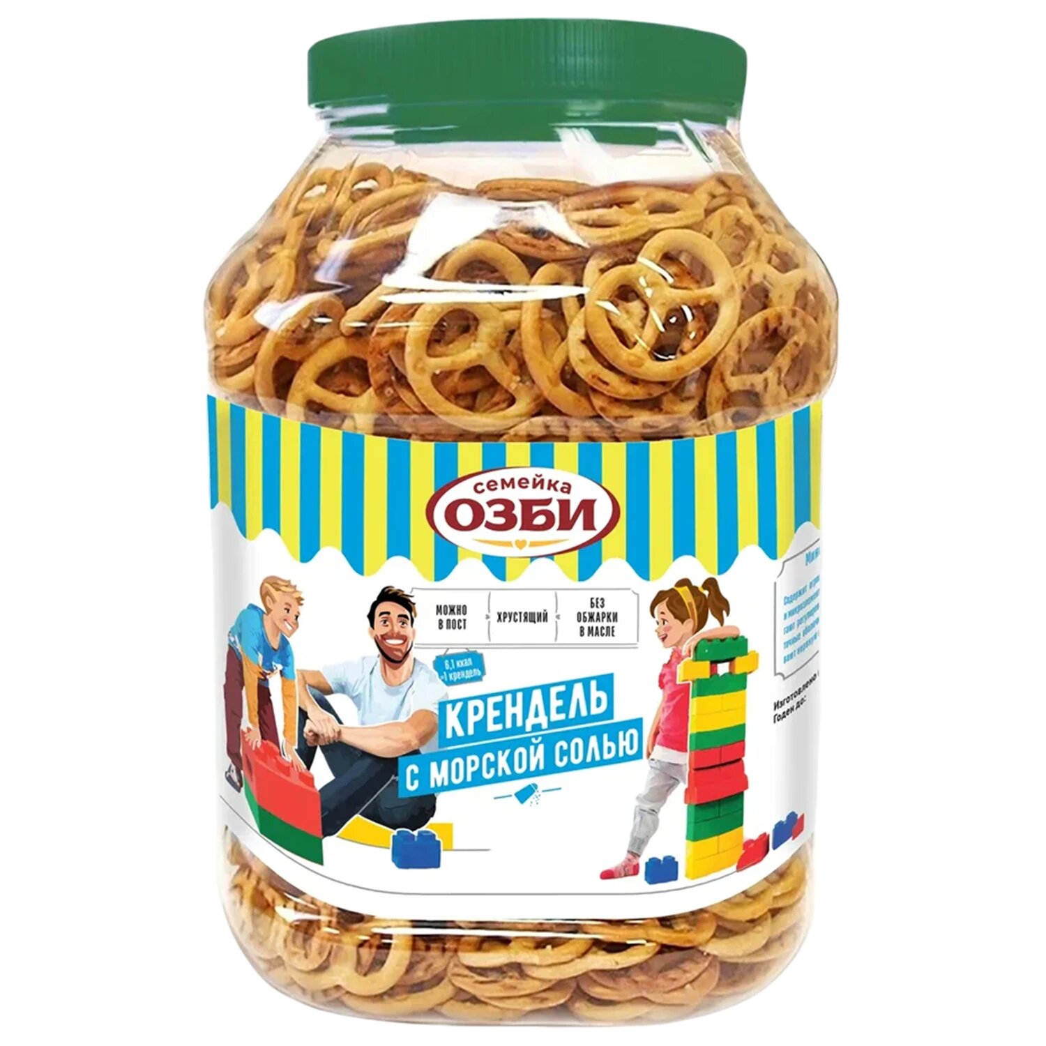 Крендель семейка озби с морской солью, 450 г, пластиковая банка