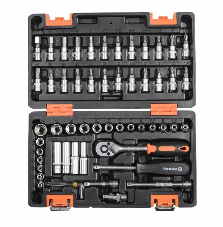 Набор инструментов вихрь, 1/4", 57 предм, кейс