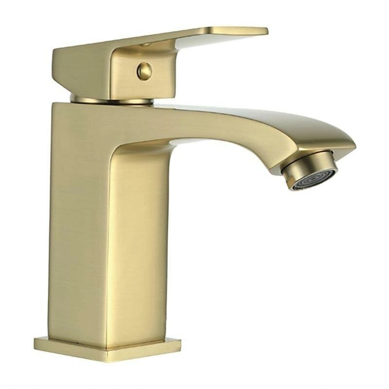 Смеситель для умывальника F1076-3 Frap золотой сатин, латунный корпус