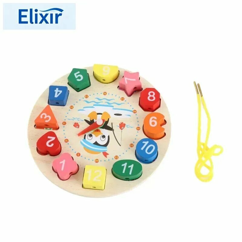 Деревянный пазл "Часы с цифрами", 3D, для детей, развивающая игрушка, сортировка