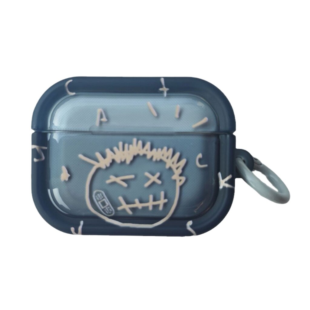 Креативный защитный чехол для беспроводных наушников Apple AirPods 1-го и 2-го поколений в стиле граффити — синий.