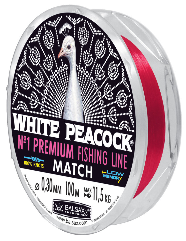 Леска монофильная BALSAX White Peacock Match (0068619 (100 м 0,4мм - 18,5кг) )