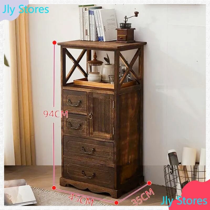 Комод из цельного дерева, простое хранение в стиле ретро, многослойный