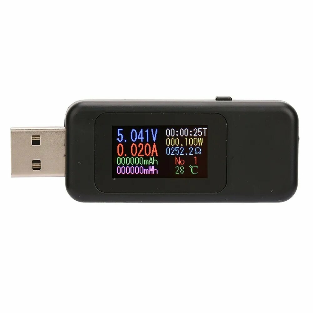 USB тестер KWS-MX18L с цветным экраном, вольтметр амперметр для зарядных устройств (чёрный)