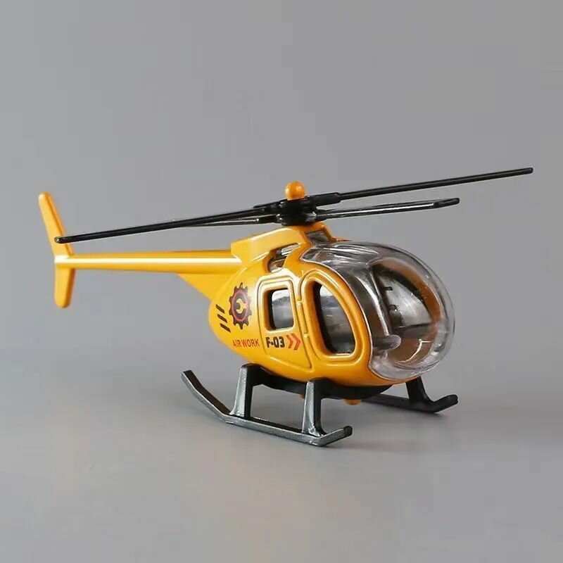 Миниатюрная модель вертолета желтого цвета из сплава, игрушка для детей