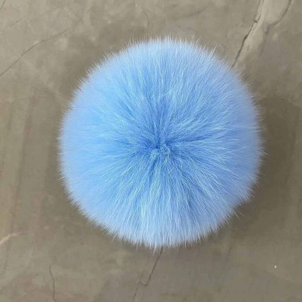Пушистые помпоны из натурального лисьего меха, размеры 11см, для вязания своими руками, 1 шт,1, голубой