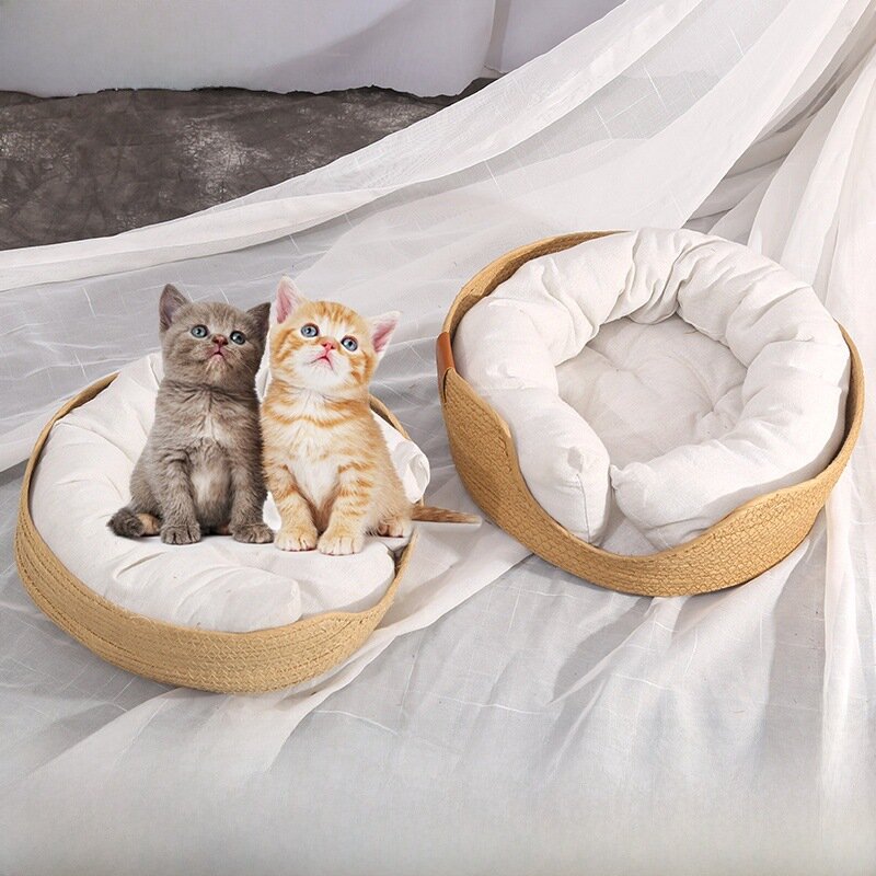 [Фабрика] Простой ветер ротанг кошачье гнездо ручной работы L_Хлопковая прокладка для гнезда